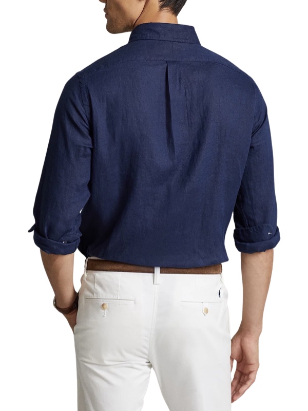 Polo Ralph Lauren Custom Fit Linen Shirt - Navy Shop Polo Ralph Lauren Custom Fit Linen Shirt in ...