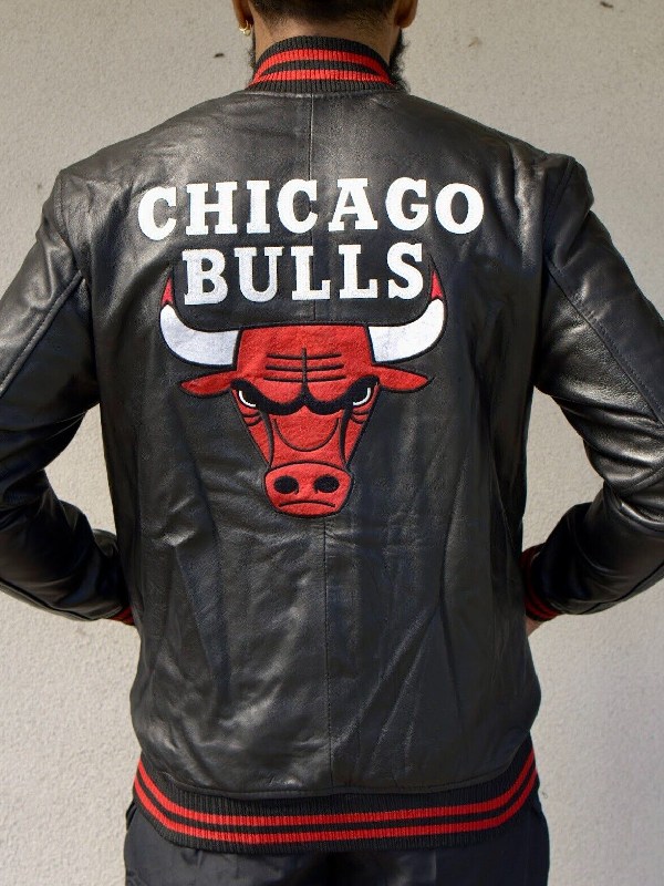 Chicago Bulls Leather Varsity Jacket In Black - Slim fit Polo Ralph ...